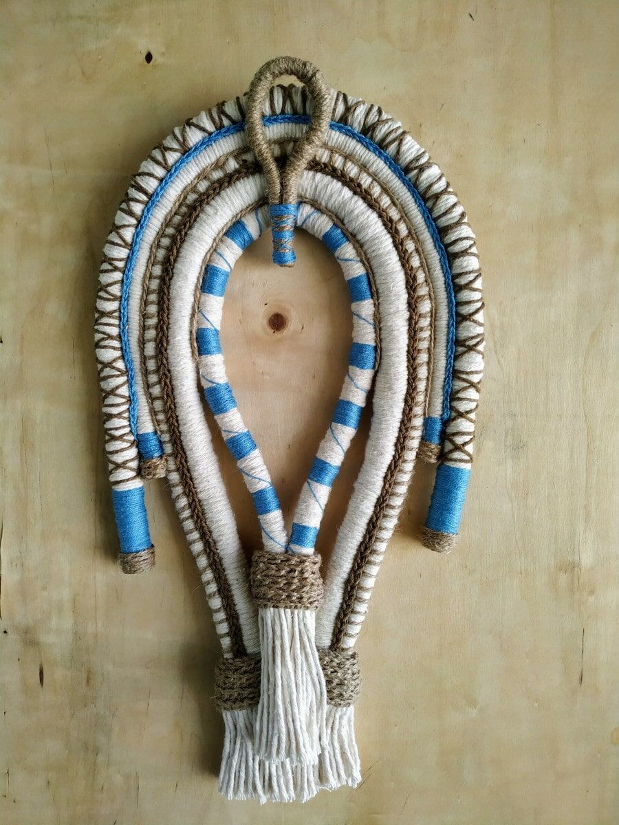 Cocar Têxtil de Macramê para Decoração - Ateliê Michele Freitas