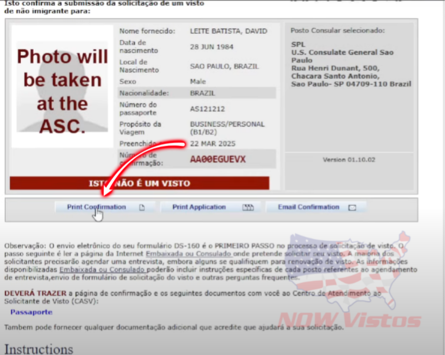 DS-160 Parte 15: Como Salvar e Imprimir a Confirmação do DS-160 ...
